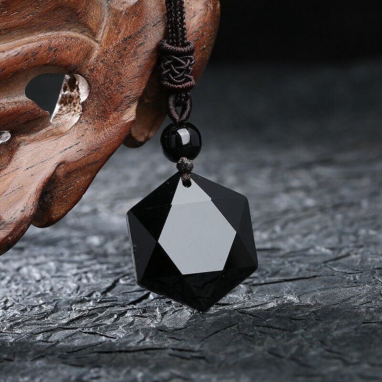 Black Obsidian Hexagonal Amulet Healing Protection Reiki Point Pendant ...