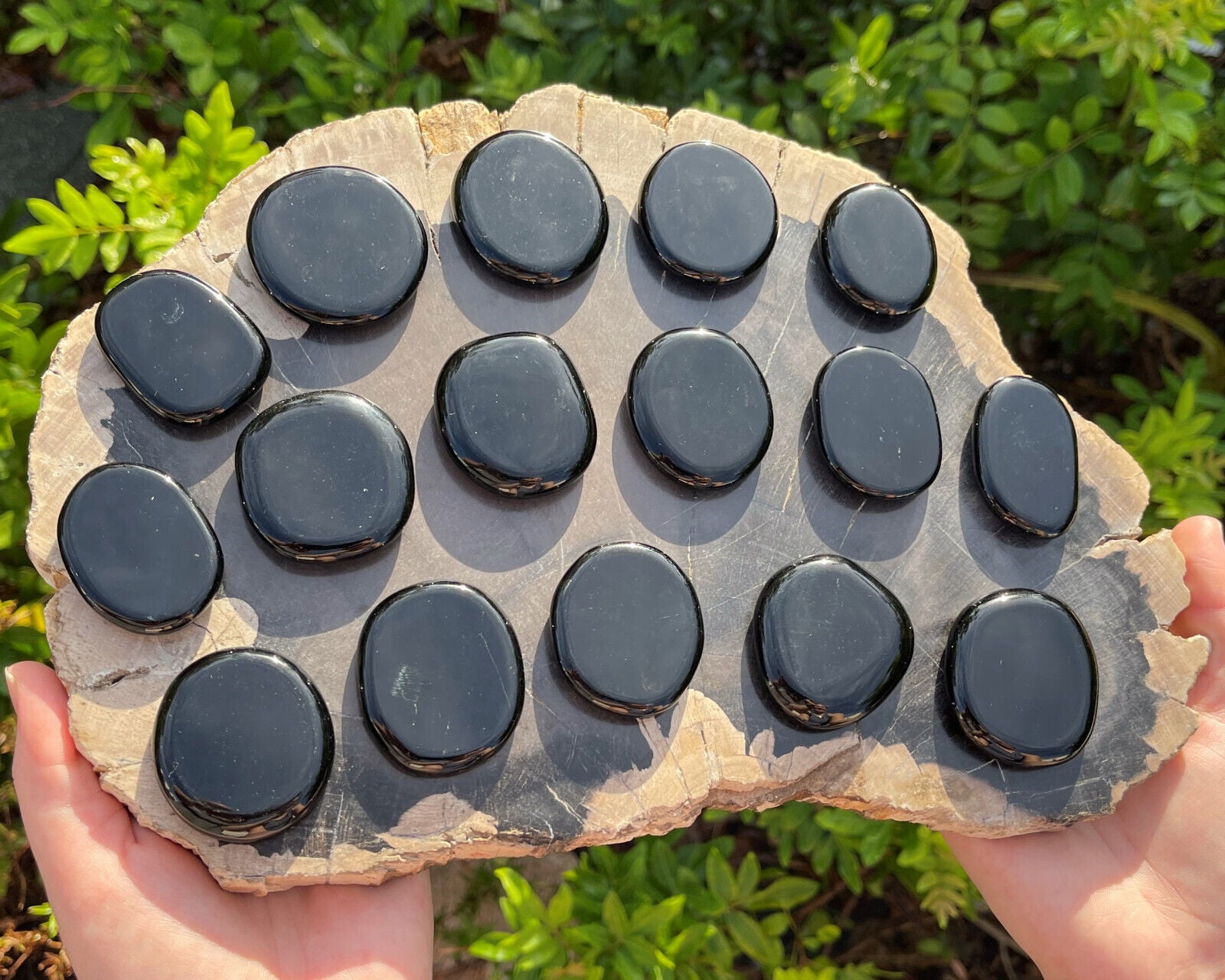 Black Obsidian Palm Stone MEDIUM (Smooth Polished Obsidian Worry Stone ...