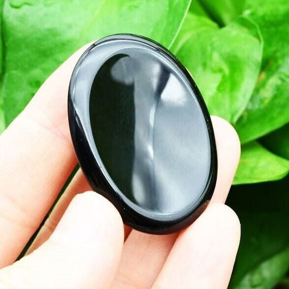 Black Obsidian Palm Worry Stone Crystal Smooth Polished Pocket Gemstone ...