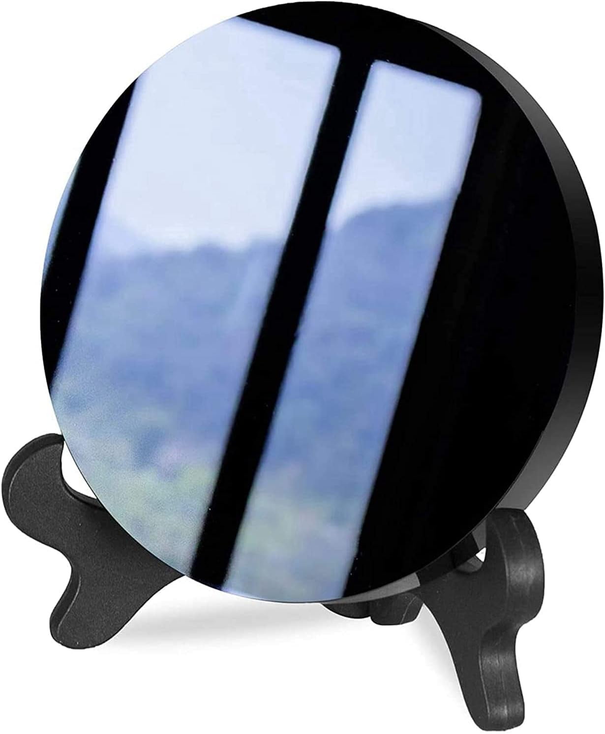 Black Obsidian Scrying Mirror, Natural Black Obsidian Circle Disc Feng ...