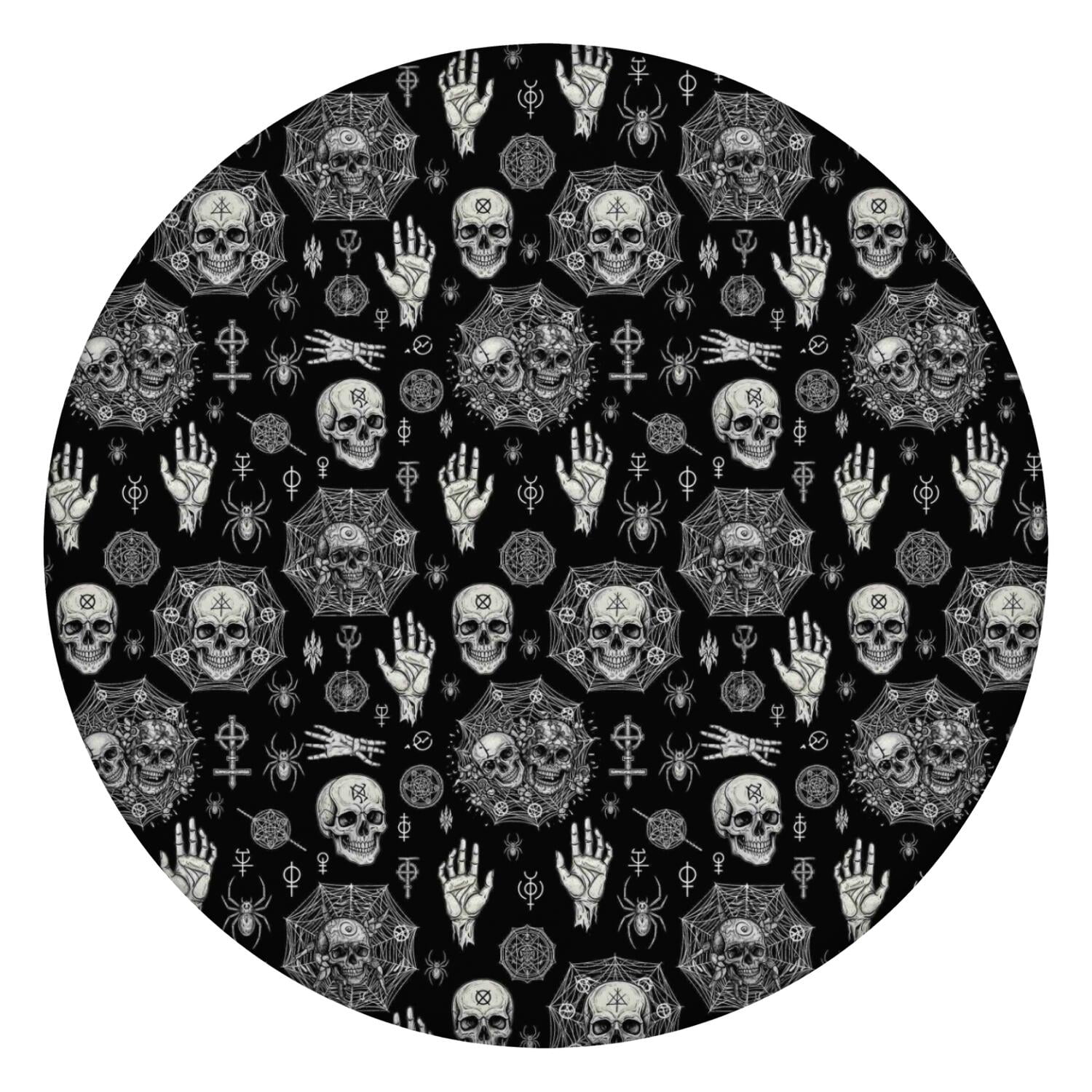 Black Occult Symbol Pattern Round Fitted Tablecloth with Elastic Edge ...