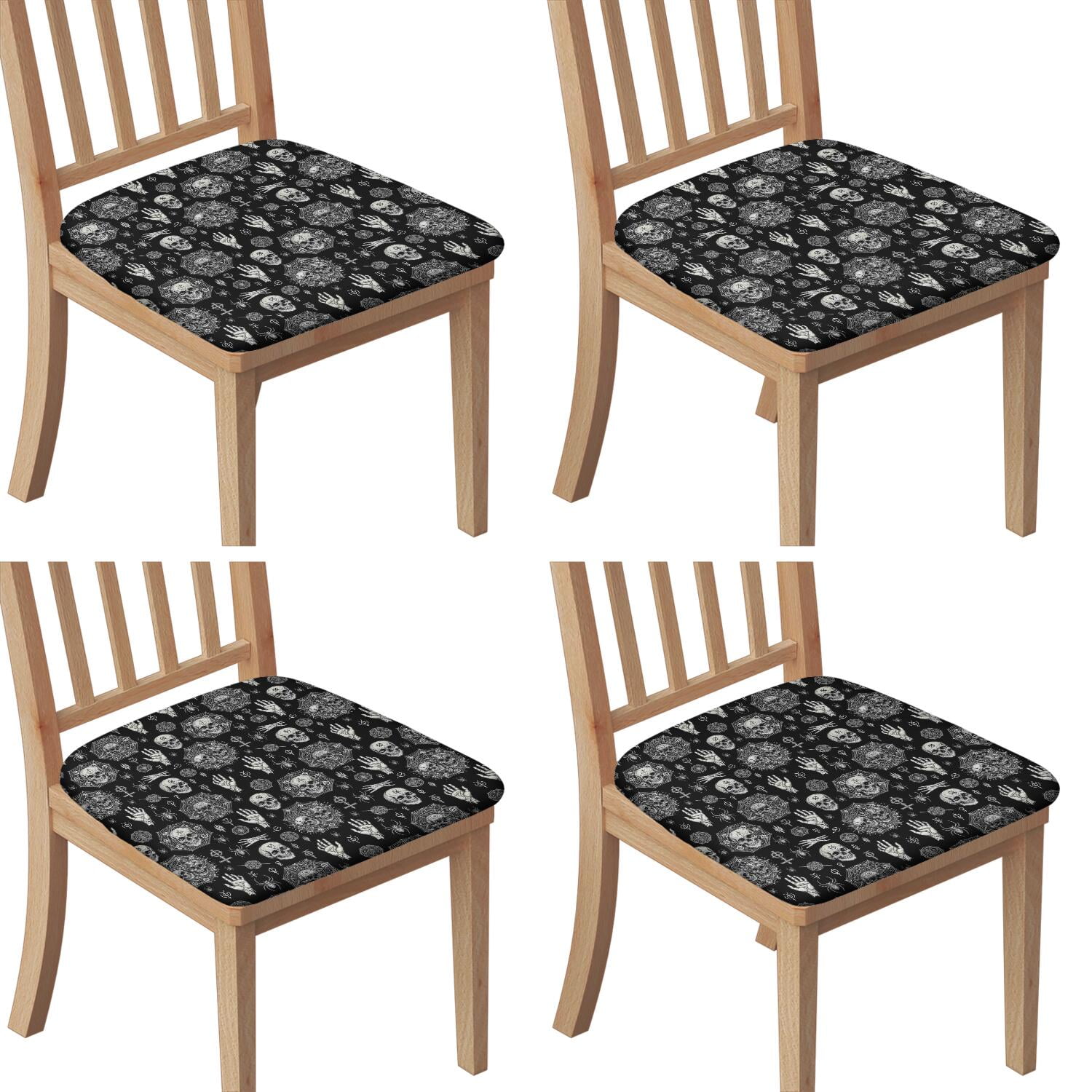 Black Occult Symbol Pattern Seat Covers for Dining Room Chairs Set Of 4 ...