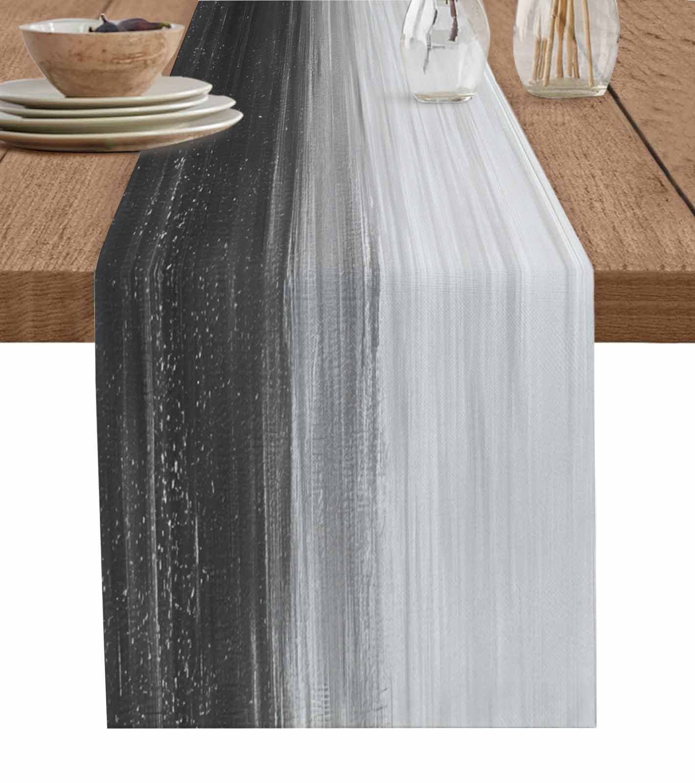 Black Ocean Short Table Runners 48 Inches, Cotton Linen Fabric Table ...