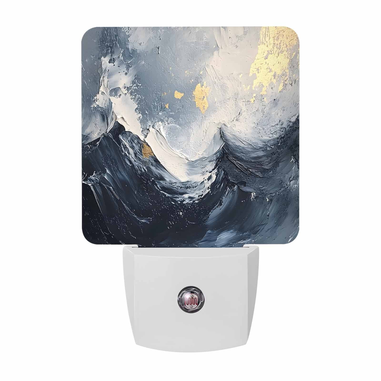 Black Ocean Wave Plug-in LED Night Lights Abstract Art Auto Dusk-to ...