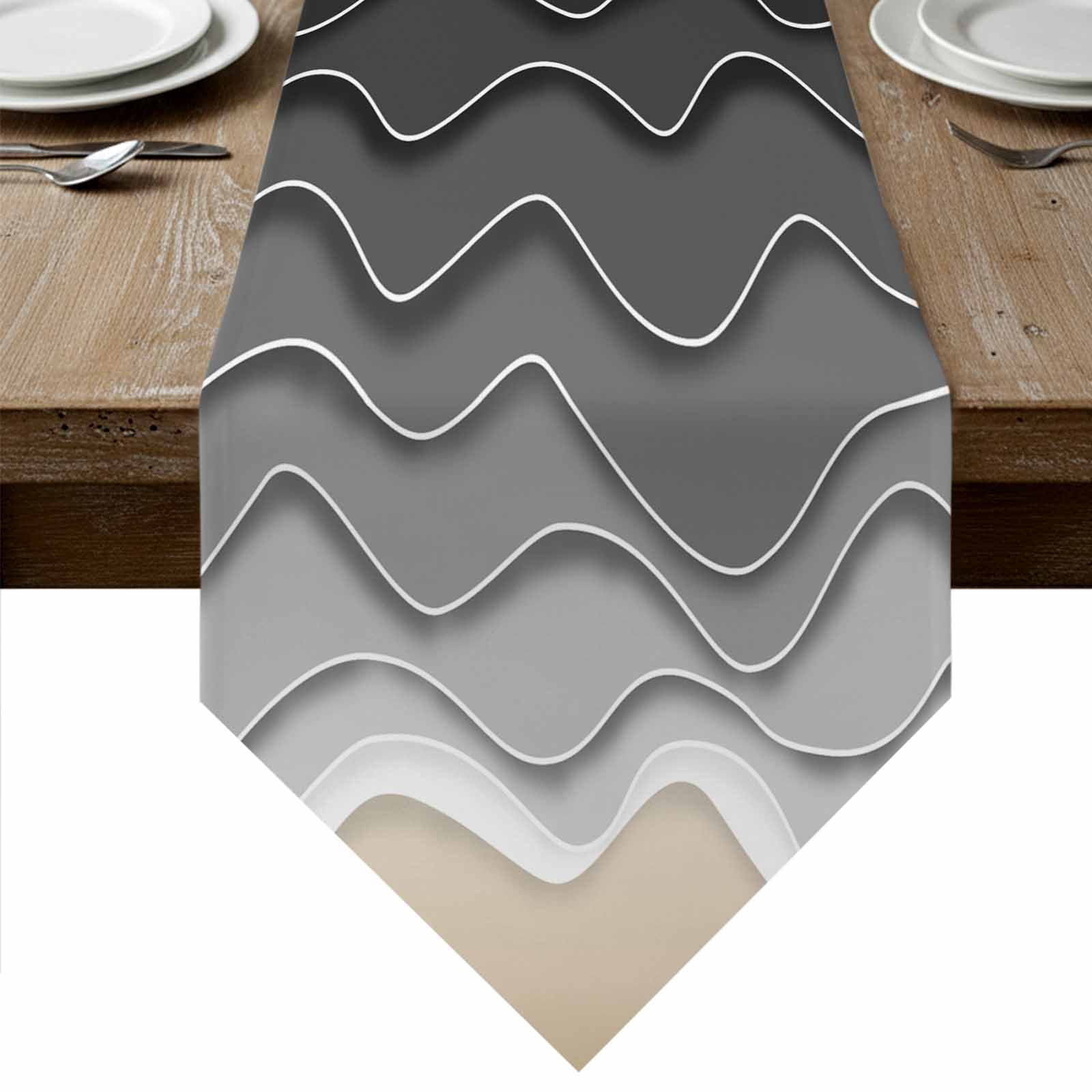 Black Ocean Waves Table Runner Linen Burlap Table Runner 120 Inches ...