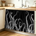 Black Octopus Coastal Cabinet Curtains for Shelves, Nautical Ocean ...