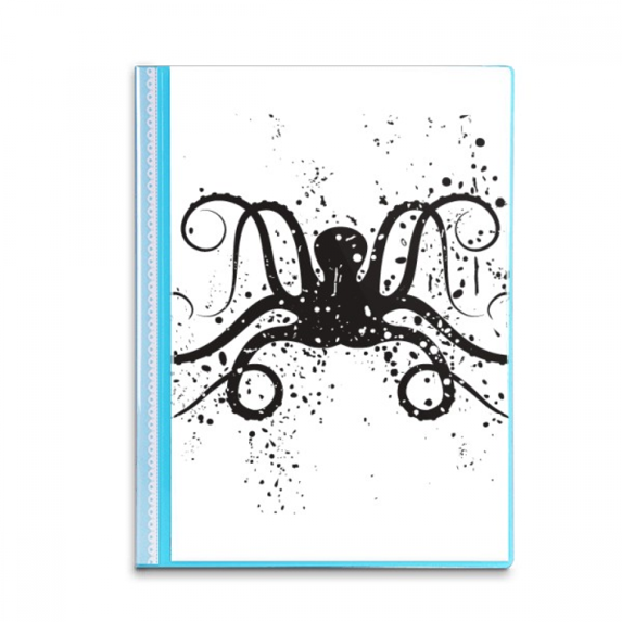 Black Octopus Marine Life Illustration Book Sheet Protectors Portfolio ...