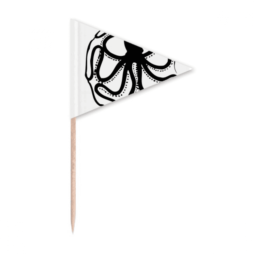 Black Octopus Marine Life Pattern Toothpick Triangle Cupcake Toppers ...