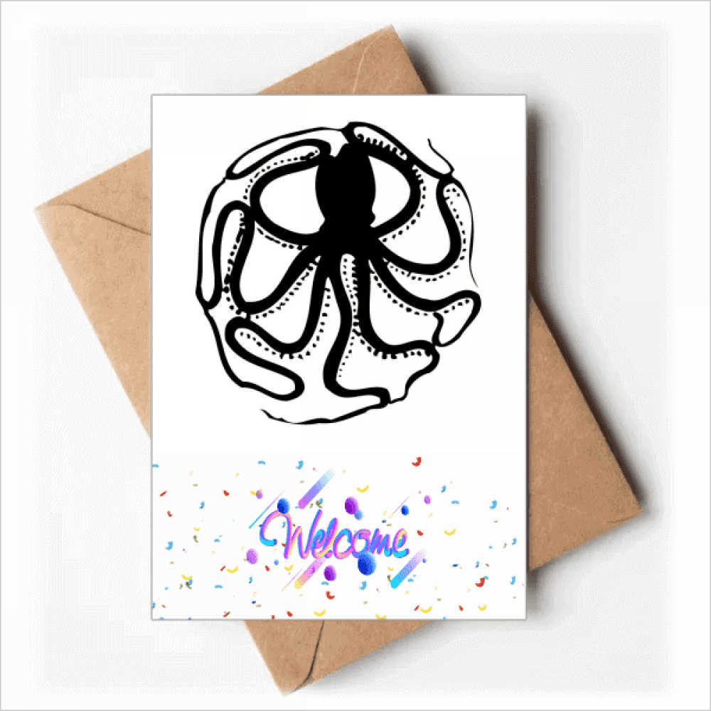 Black Octopus Marine Life Pattern Welcome Back Greeting Cards Envelopes ...