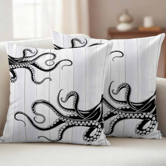 Black Octopus Outdoor Waterproof Throw Pillow Covers 20x20 Set of 2 ...