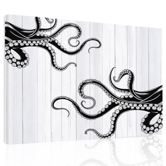Black Octopus Tentacles Canvas Print Wall Art, Vintage Nautical Giant ...