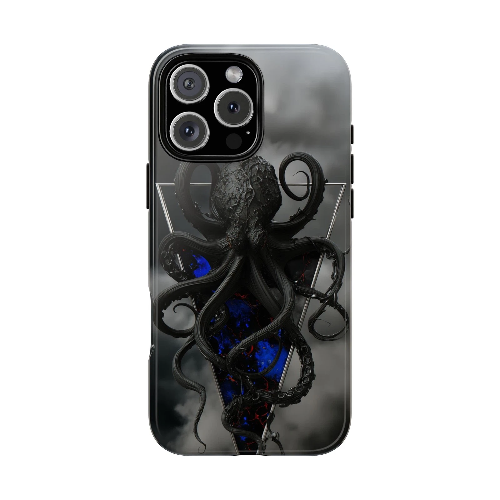 Black Octopus Vector Blue Sea Phone Case for iPhone 17 to 11 Pro Max ...