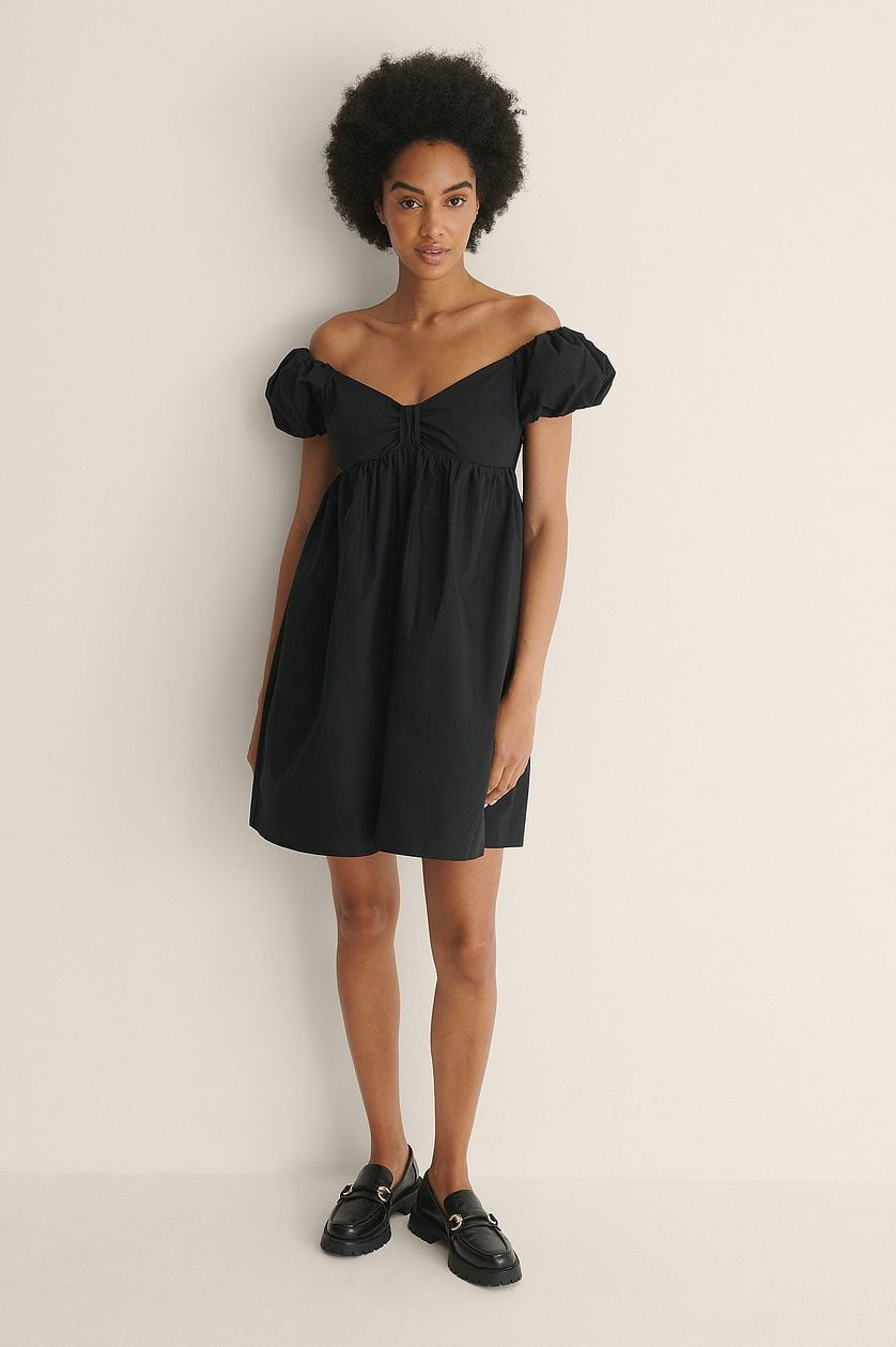 Black Off Shoulder Mini Cotton Dress - Walmart.com