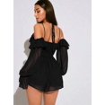Black Off-Shoulder Ruffle Sleeve Mini Jumpsuit With Spaghetti Straps ...