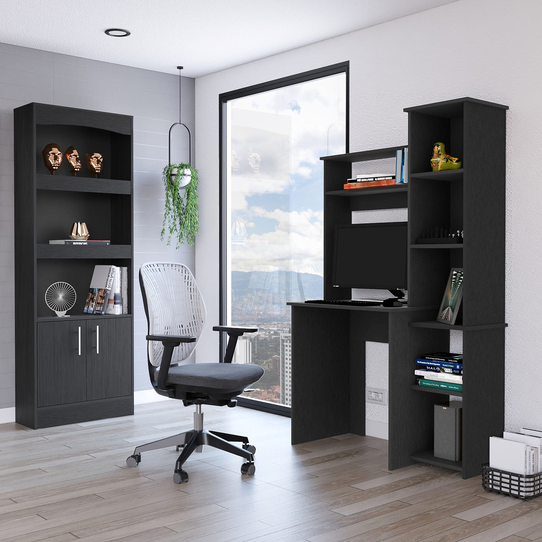 Black Office Set for Work | Easy Assembly Supported by Visual Aids ...