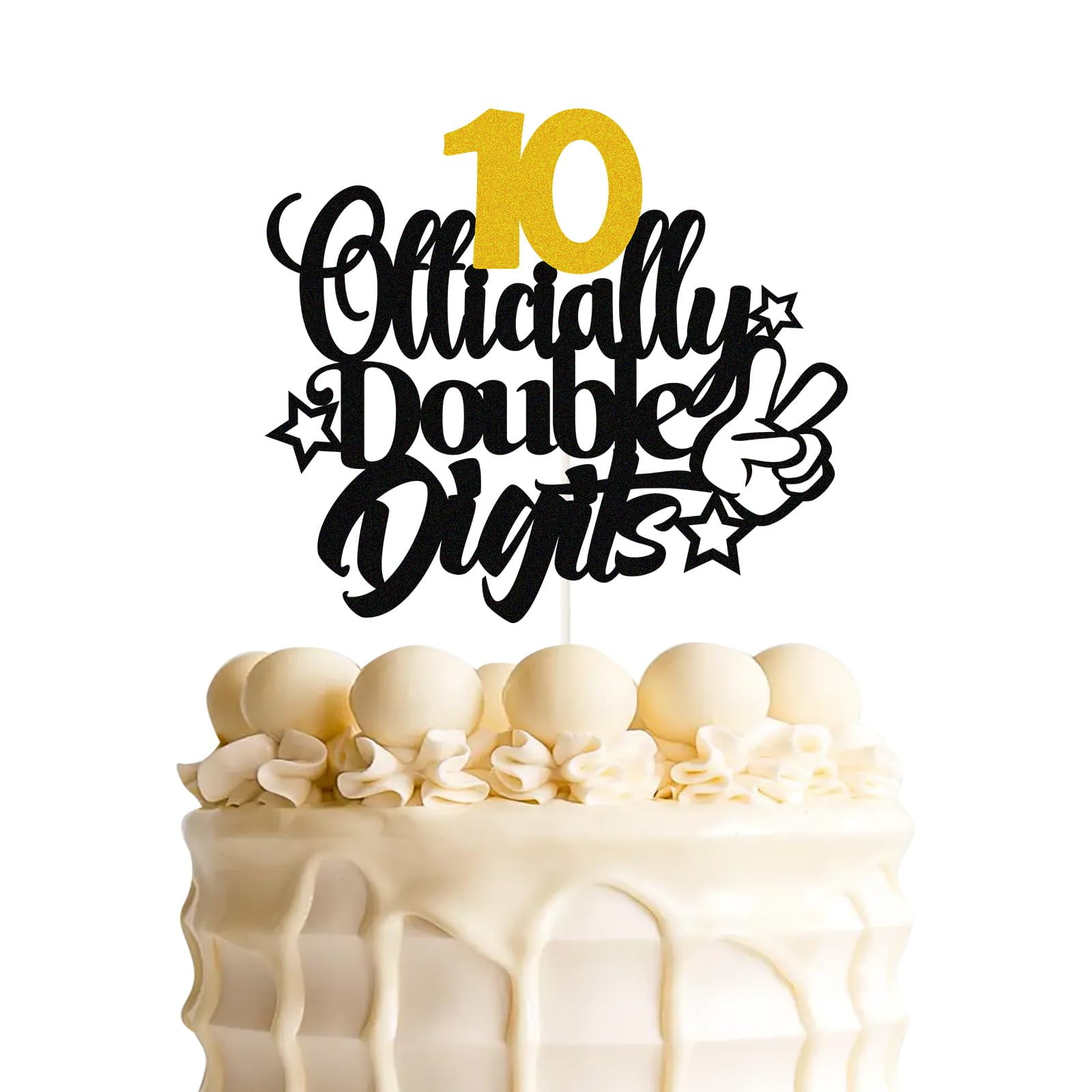 Black Officially Double Digits RE32 10 Cake Topper, Double Digits 10 ...