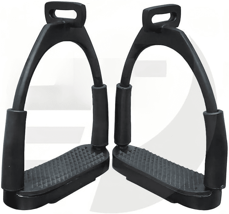 Black Offset Horse Flexible Safety Stirrups (4.75’’) Riding Bendy ...