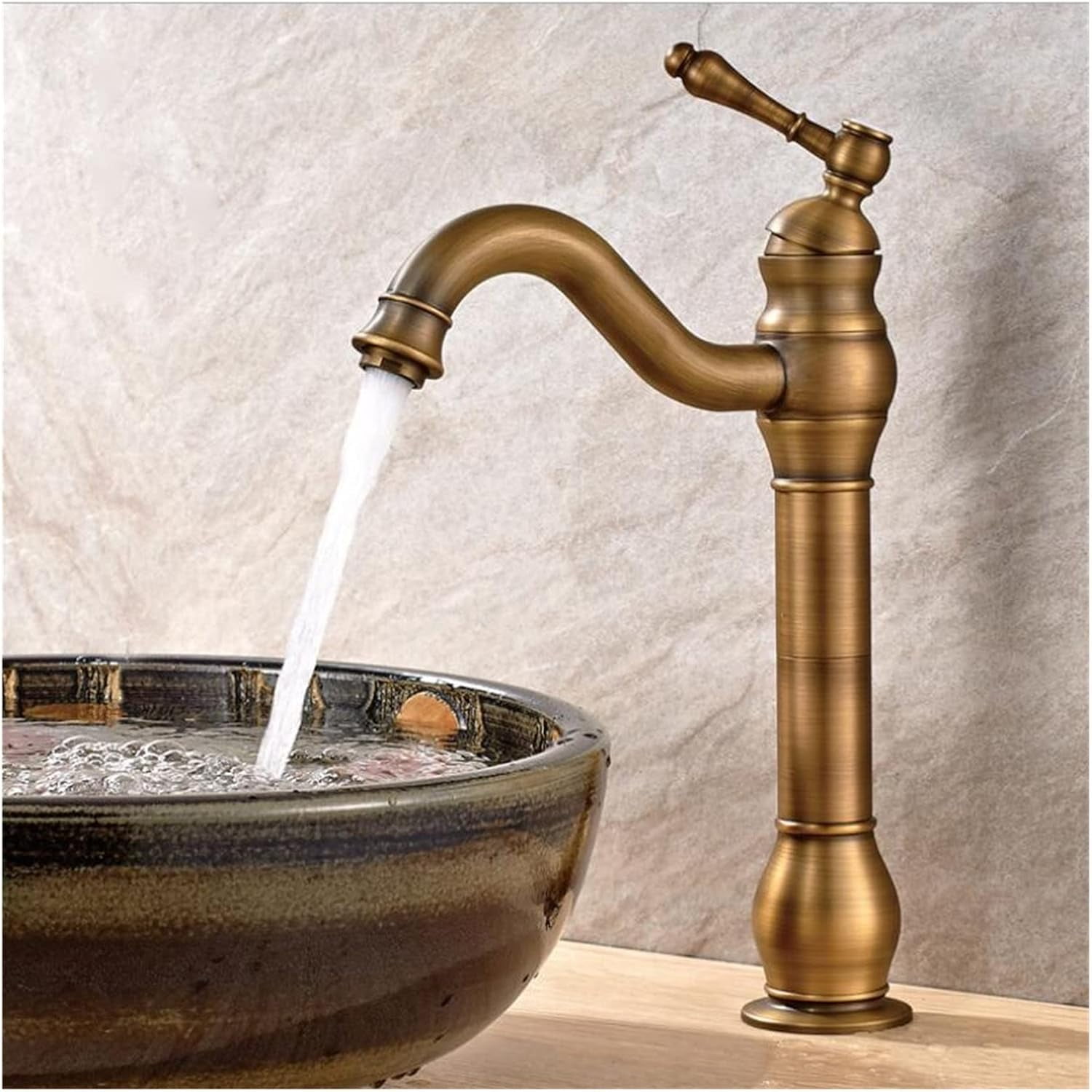 Black Oil Brushed/Antique Bronze Basin Faucet Tall Swivel Basin Mixer Tap Hot & Cold Bathroom ...