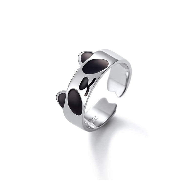 Womens Panda Ring Adjustable Open Environmental Protection Copper Ring ...