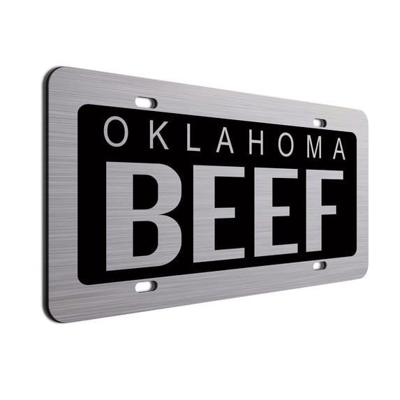 Black Oklahoma Beef License Plate Beef Farmer Car Tag Brushed Aluminum ...