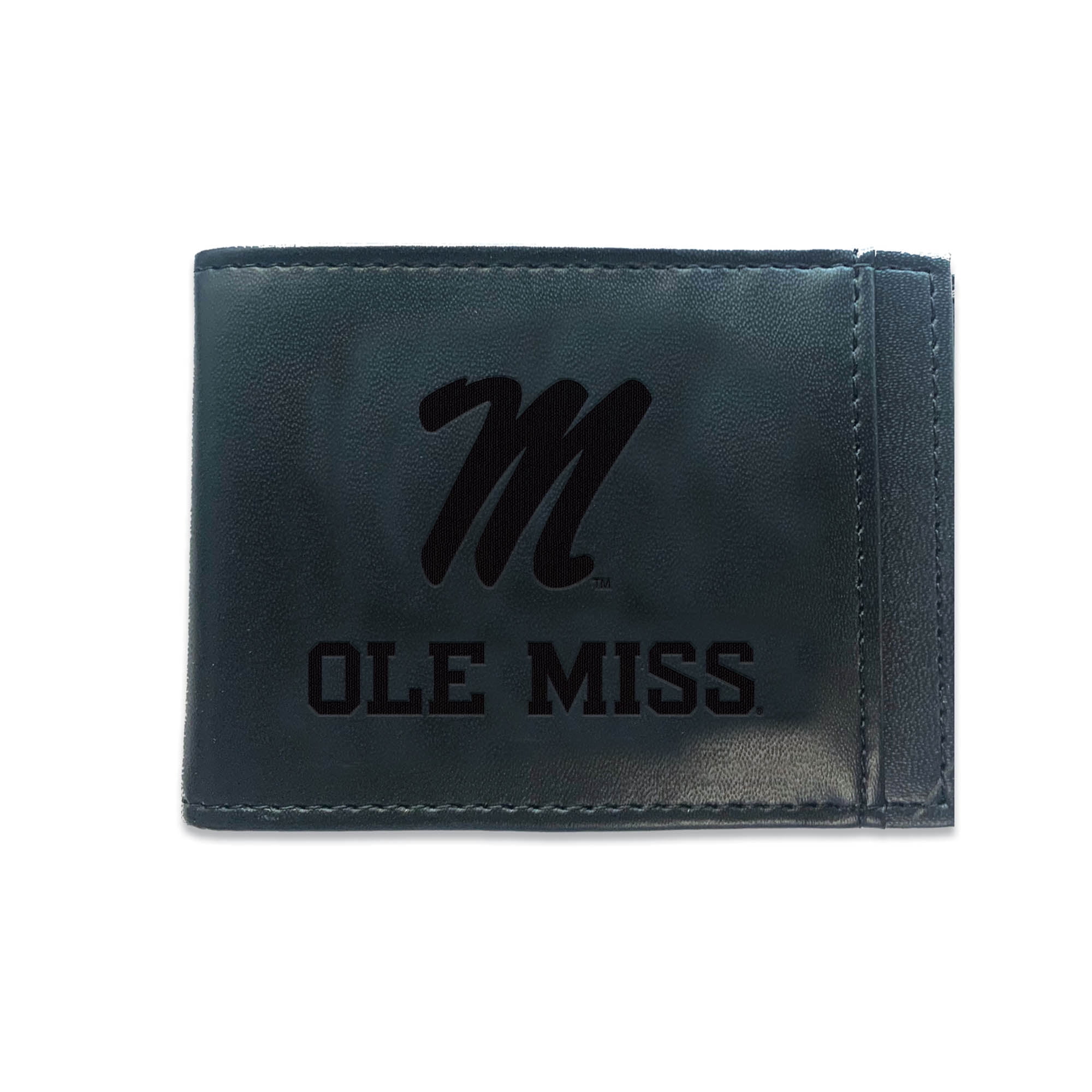Black Ole Miss Rebels Hybrid Leather Front Pocket Bi-Fold Wallet with ...