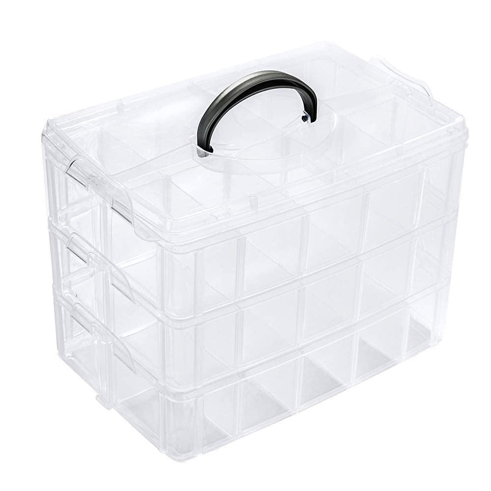 Black Olive 3 Layer 30 Grid Organizer Plastic Transparent Rectangular ...
