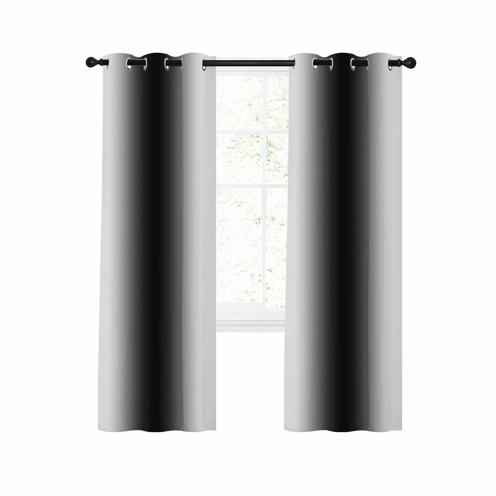 Black Ombre Blackout Curtains 45 Inches Long for Bedroom, Farmhouse ...