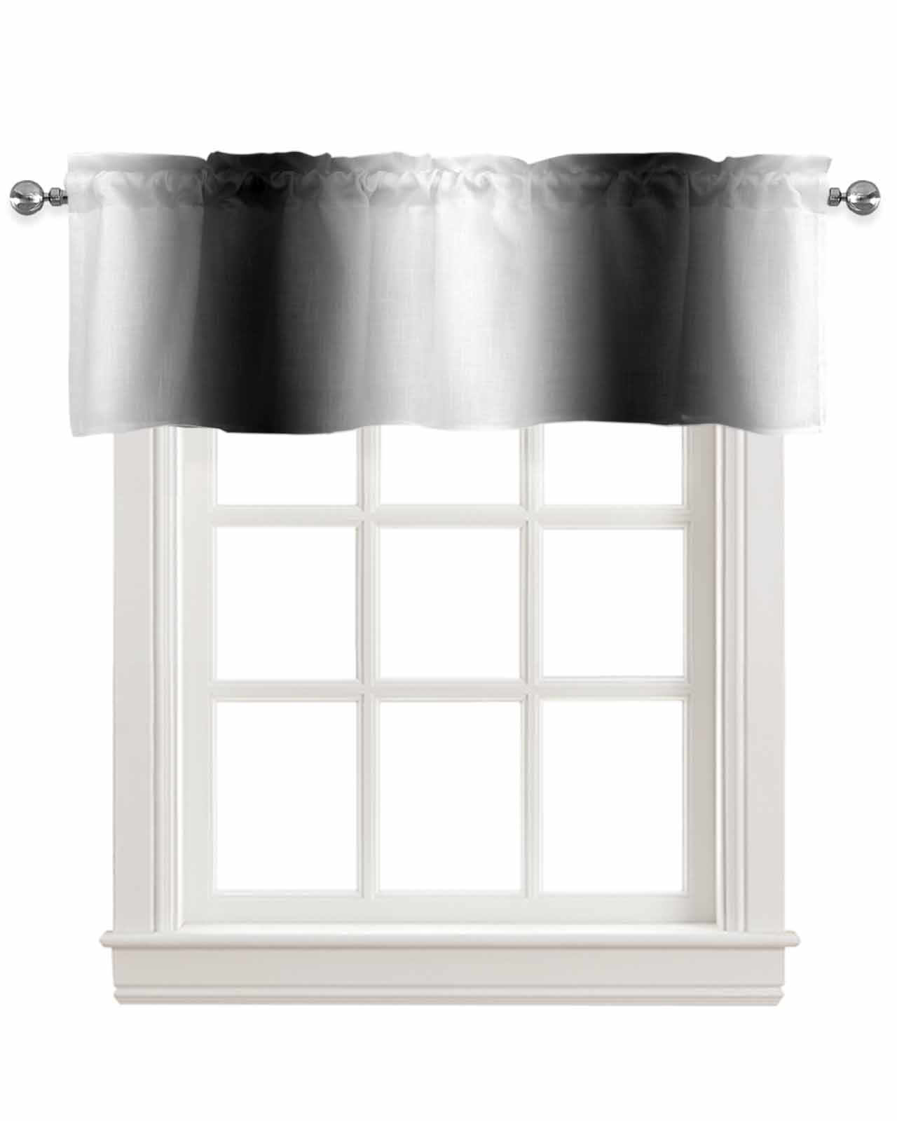 Black Ombre Kitchen Valances for Windows Farmhouse Linen Window Valance ...