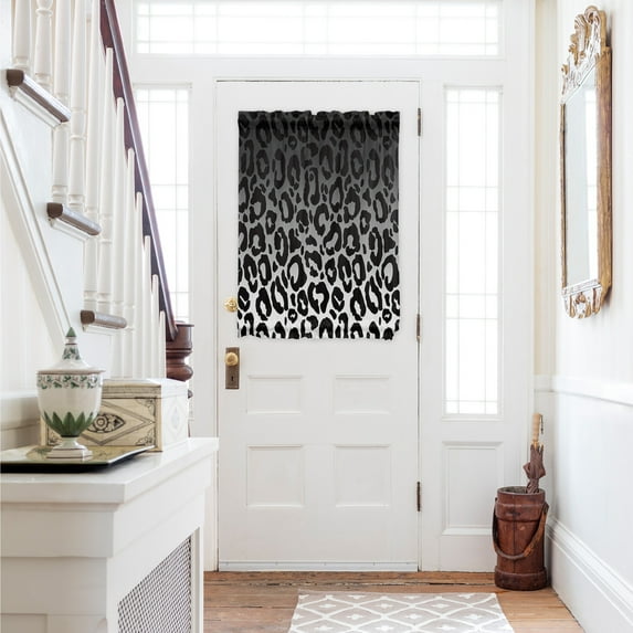 Black Ombre Leopard Door Curtains for Door Window, French Sidelight ...