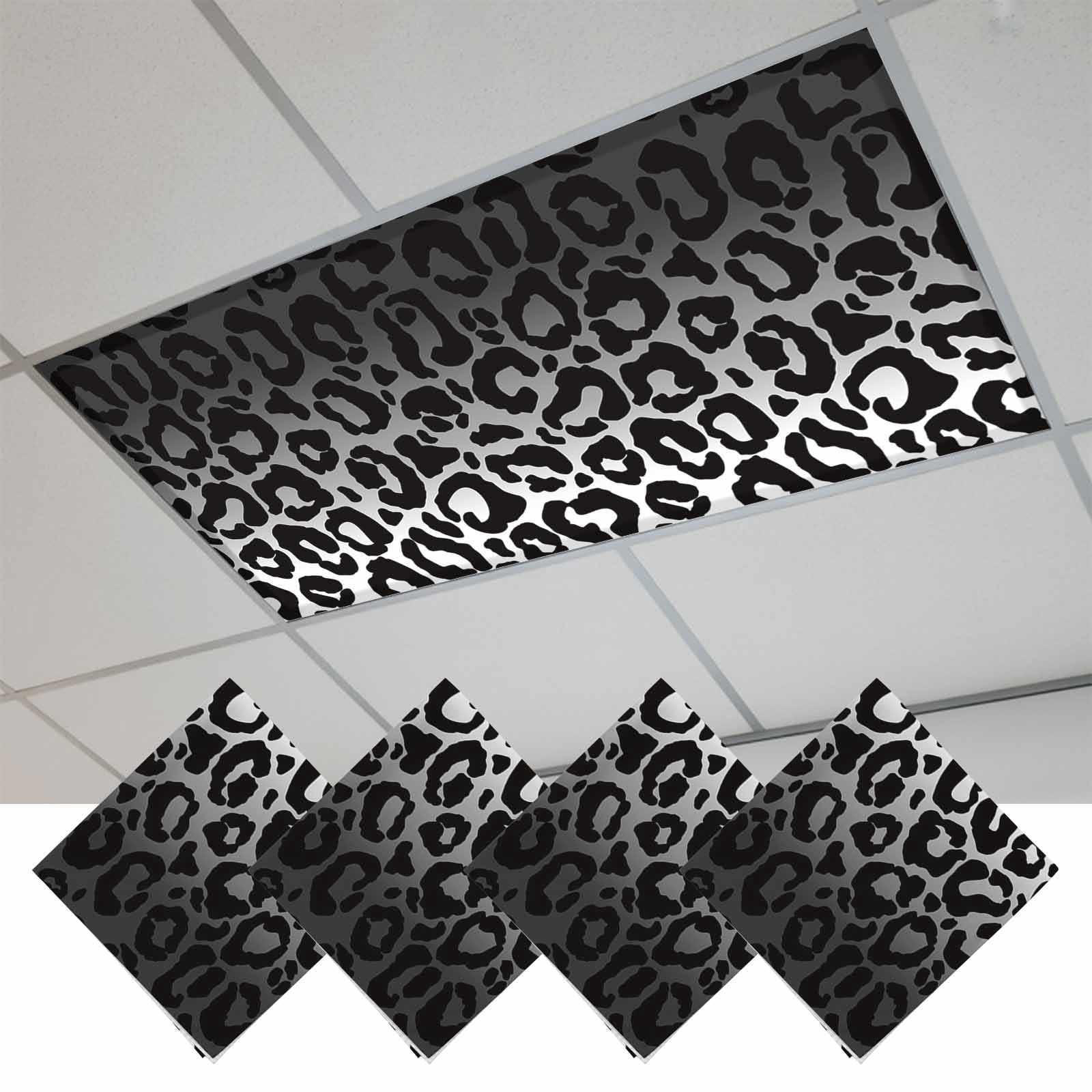 Black Ombre Leopard Magnetic Fluorescent Light Covers for Ceiling ...