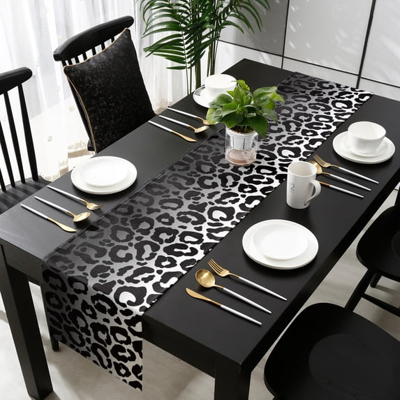 Black Ombre Leopard Table Runner 108 Inches Long - Modern Abstract Art ...