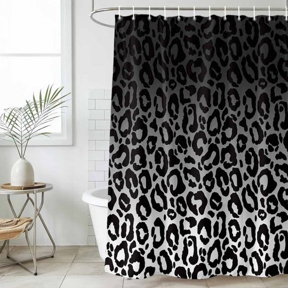 Black Ombre Leopard Waterproof Fabric Shower Curtain,Modern Abstract ...