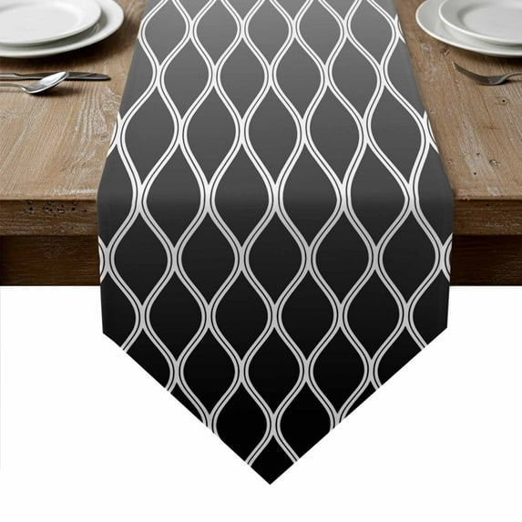 Black Ombre Stripe Table Runner Linen Burlap Table Runner 120 Inches ...