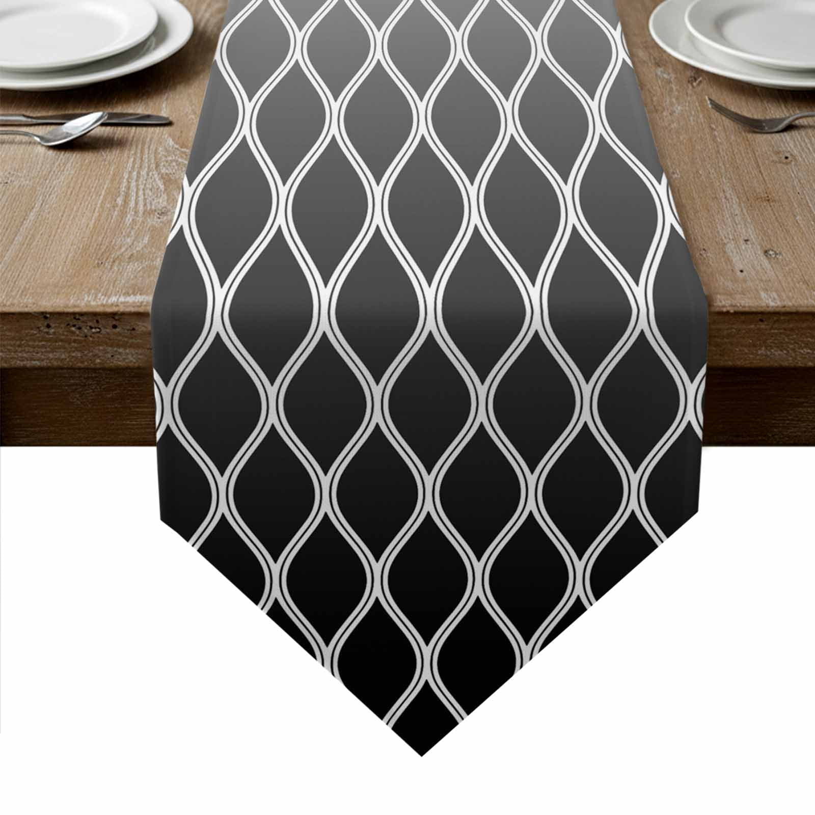 Black Ombre Stripe Table Runner Linen Burlap Table Runner 70 Inches ...