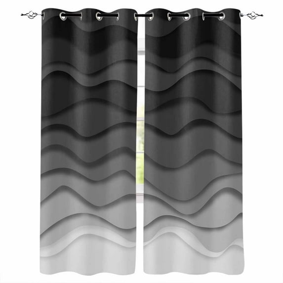 Black Ombre Stripes Blackout Curtains 84 Inches Long, Modern Abstract ...