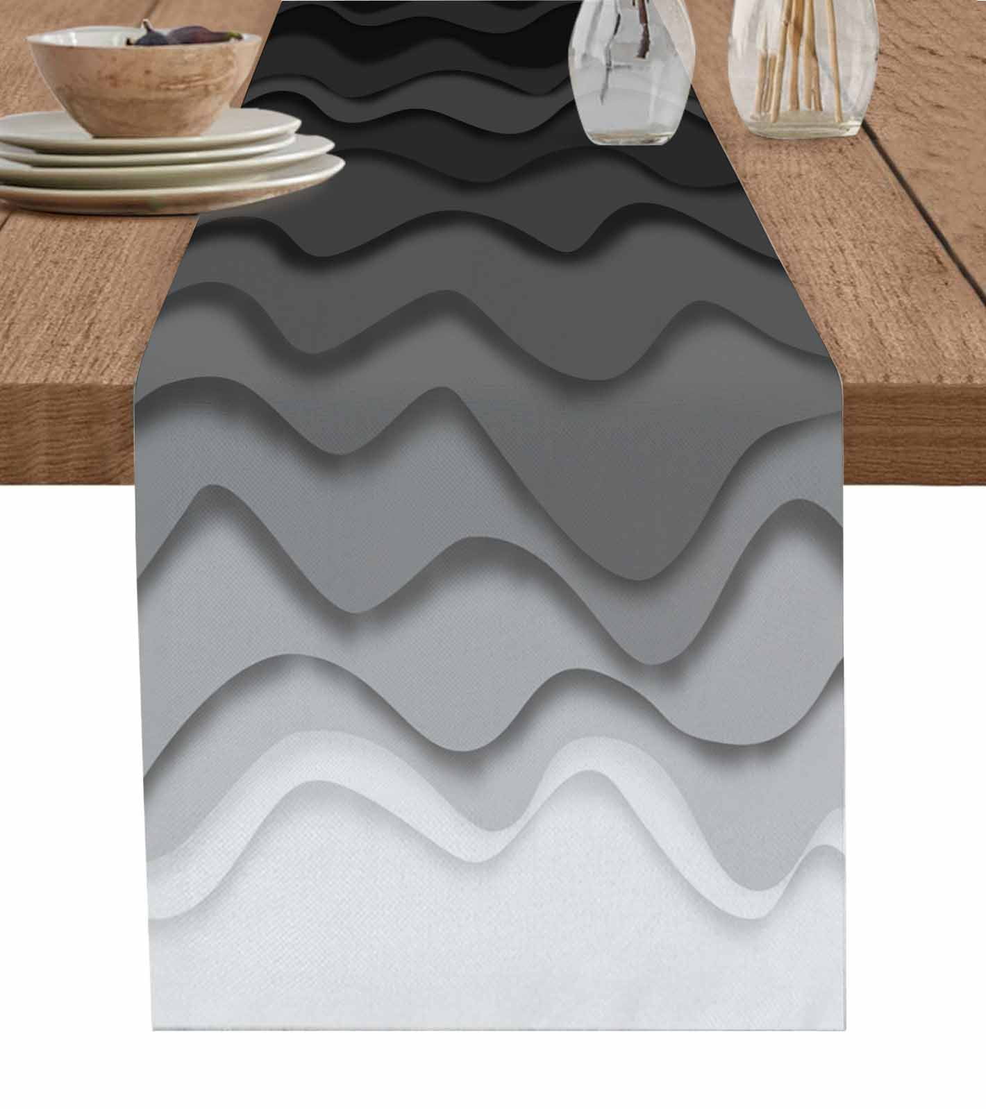 Black Ombre Stripes Burlap Cotton Table Runner 13x48 Inches Long ...