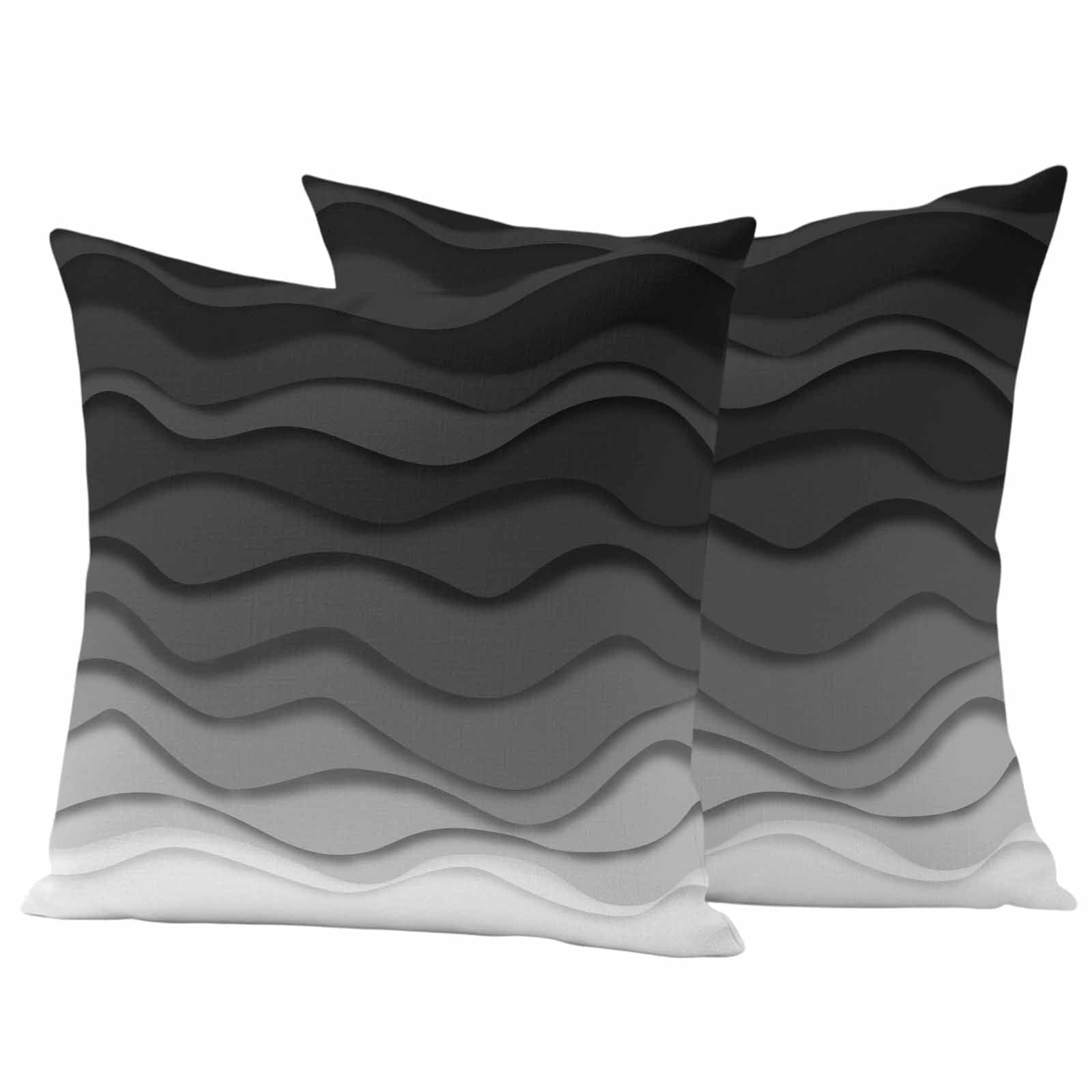 Black Ombre Stripes Outdoor Waterproof Pillow Covers, Modern Abstract ...