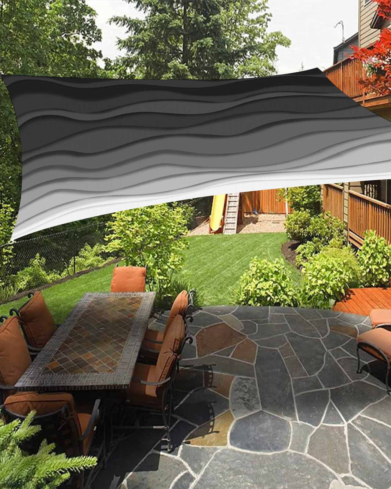 Black Ombre Stripes Sun Sail Shades Rectangle Canopy,Sunlight Block ...
