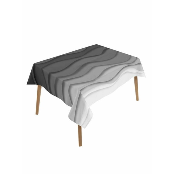 Black Ombre Stripes Table Cloth, Modern Abstract Sea Waves Spray Art ...