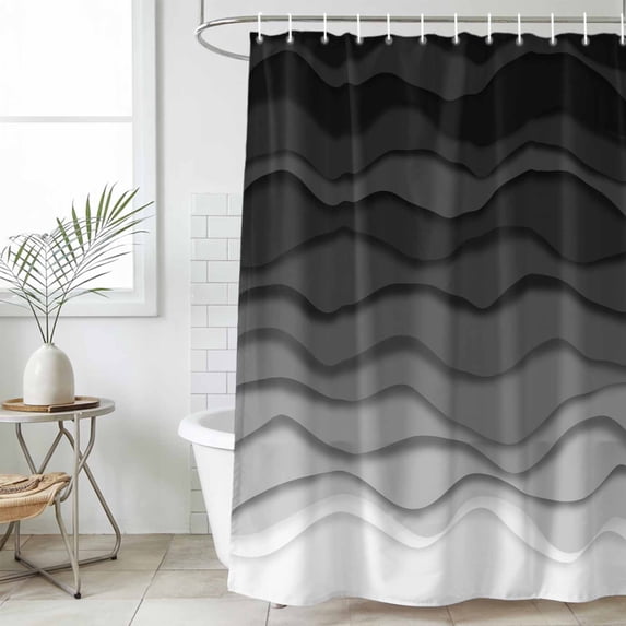 Black Ombre Stripes Waterproof Fabric Shower Curtain,Modern Abstract ...