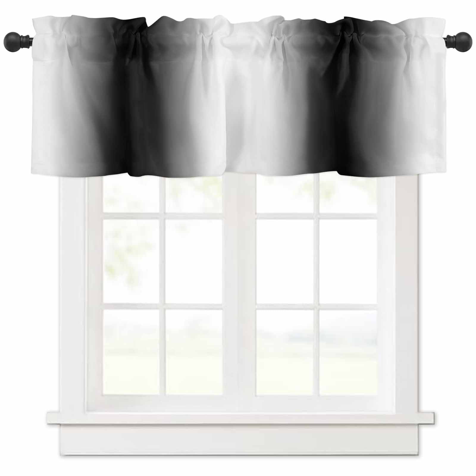 Black Ombre Valances for Windows Farmhouse Kitchen Curtains Valances ...