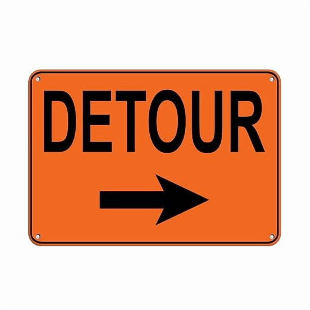 Black On Yellow Right Arrow Detour Signs Notice Sign Warning Street Tin ...