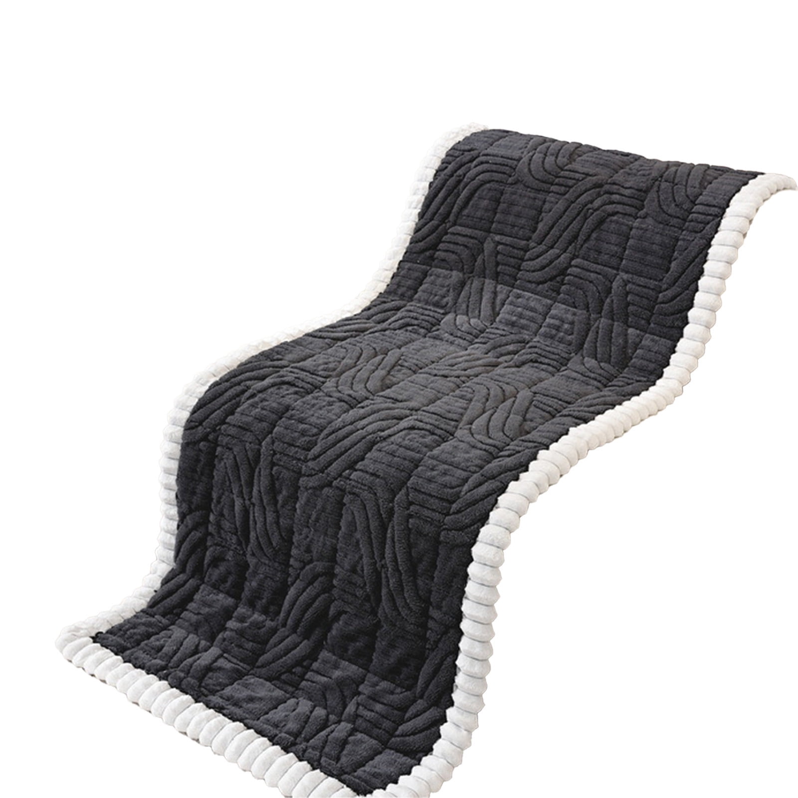 Black One Piece Soft Flannel Sofa Seat Cushion Cover Measuring ...