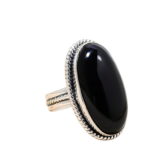 Black Onyx - Brazil 925 Sterling Silver Ring, 25X13 mm Oval Gemstone ...