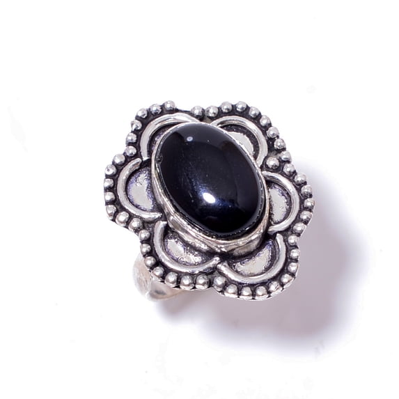 Black Onyx - Brazil Gemstone 925 Sterling Silver Handmade Ring S.9 R52 ...