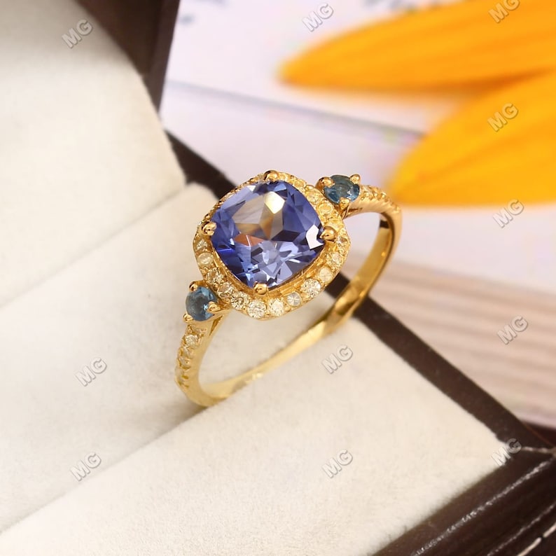 Vintage Corn Blue Sapphire Engagement Ring, 925 Silver Ring, Sapphire ...