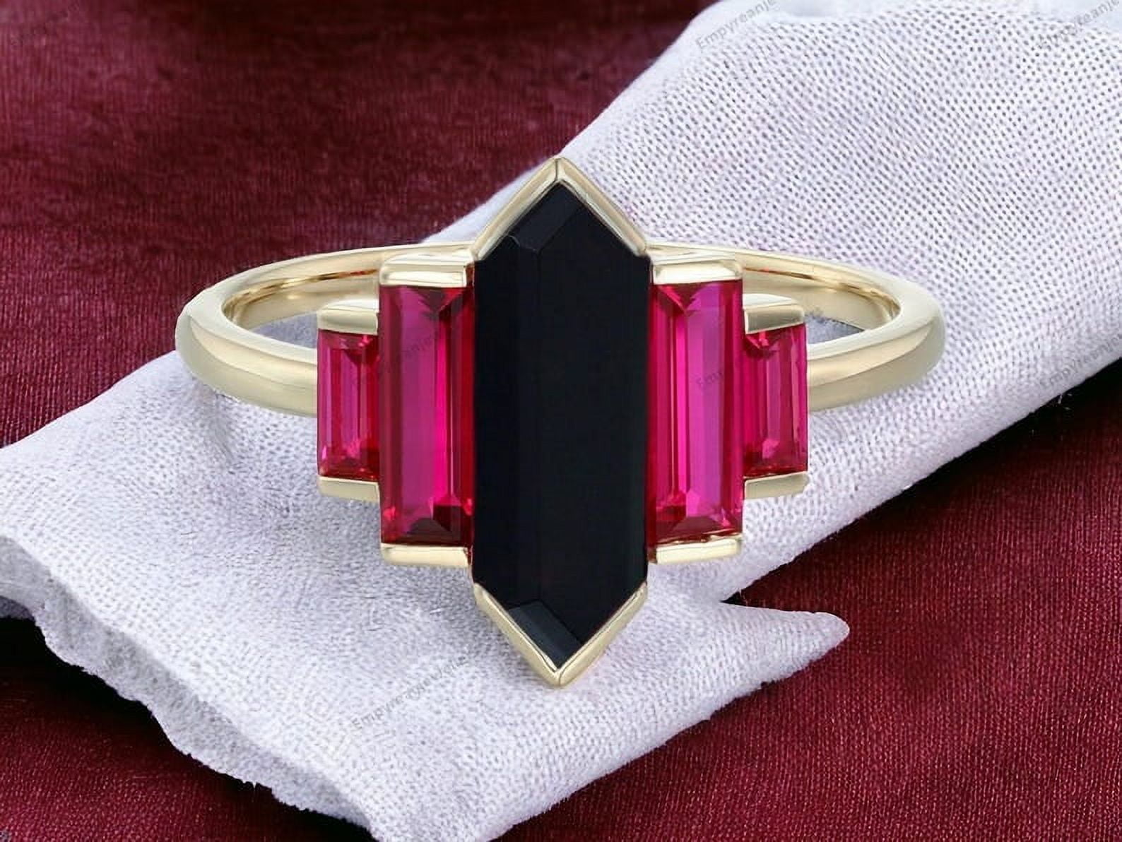Black Onyx Engagement Ring,Baguette Ruby Silver Gold Bridal Wedding Promise Ring Gift - Walmart.com