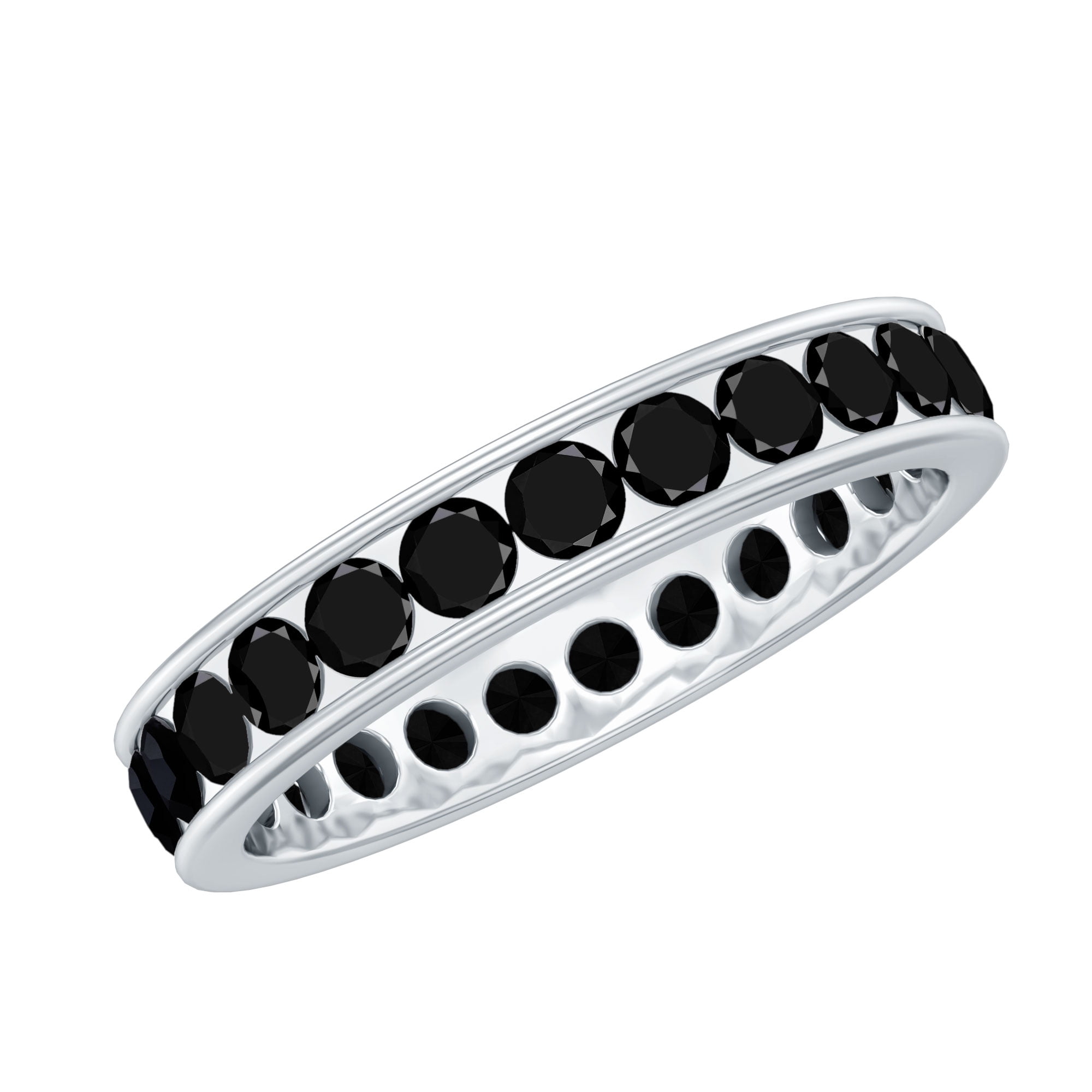 Black Onyx Full Eternity Ring for Women (2.50 CT, AAA Grade), 18K White ...