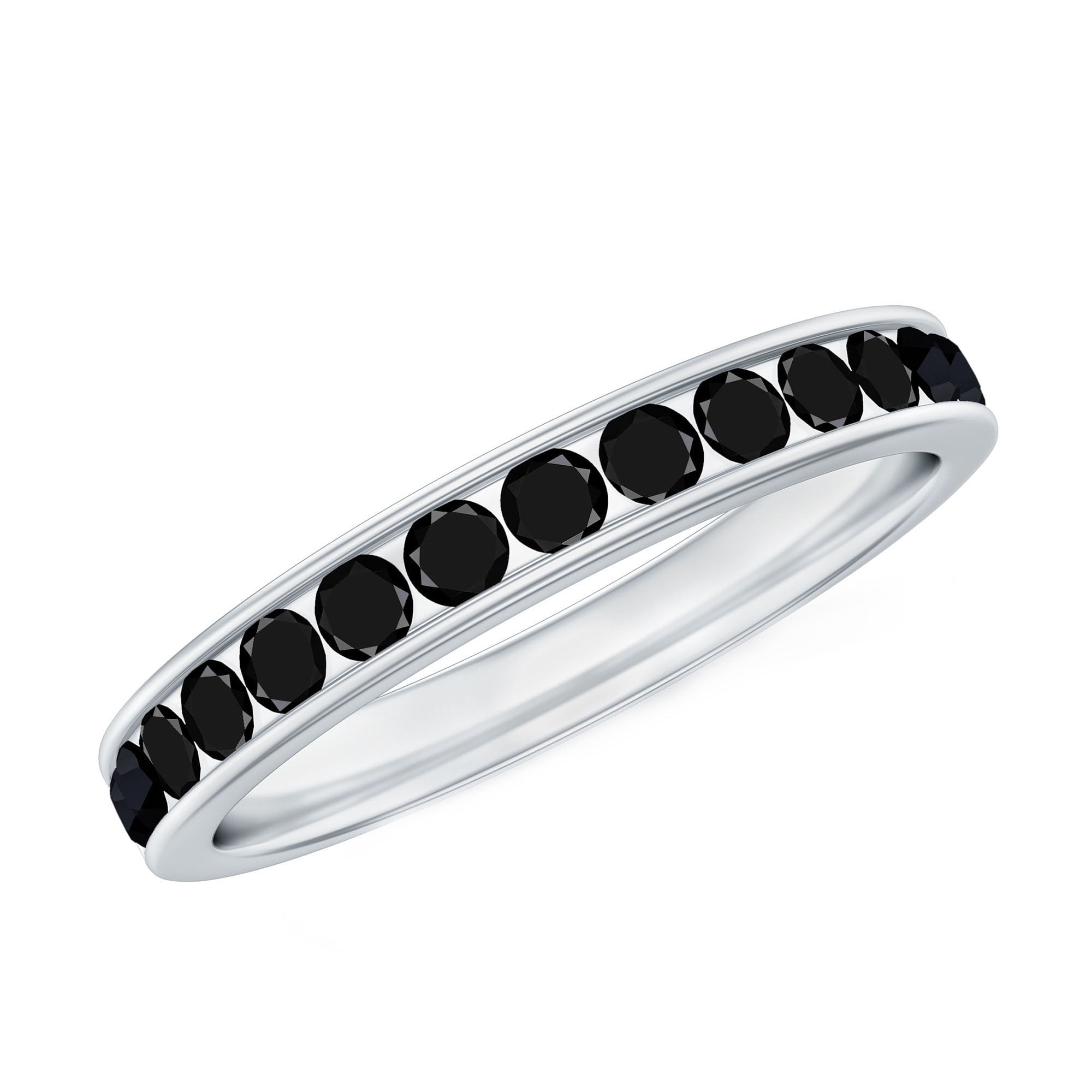 Black Onyx Half Eternity Ring for Women - 1.25 CT - AAA Grade, 14K ...