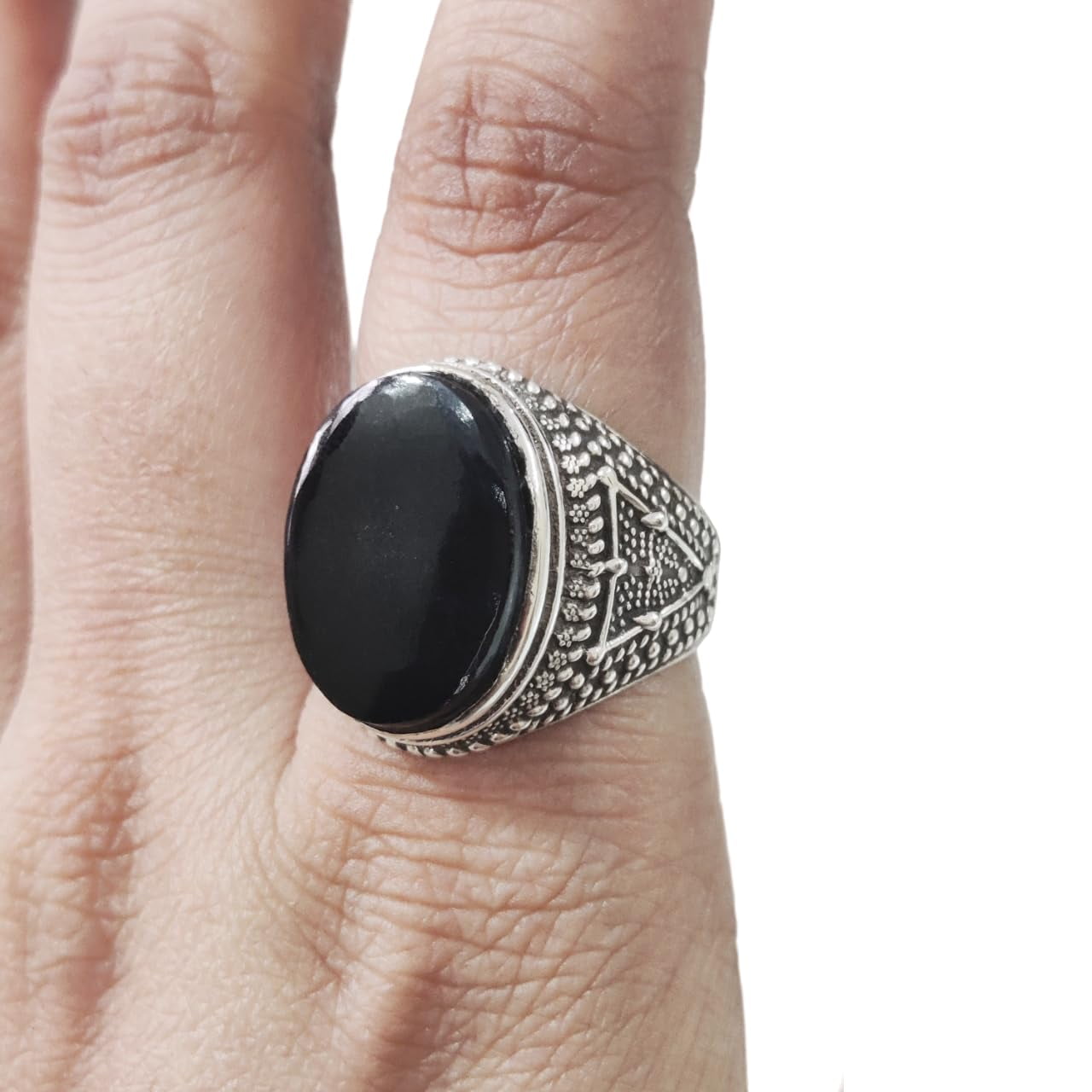 Black Onyx Mans Ring, Natural Black Onyx, December Birthstone, Silver ...